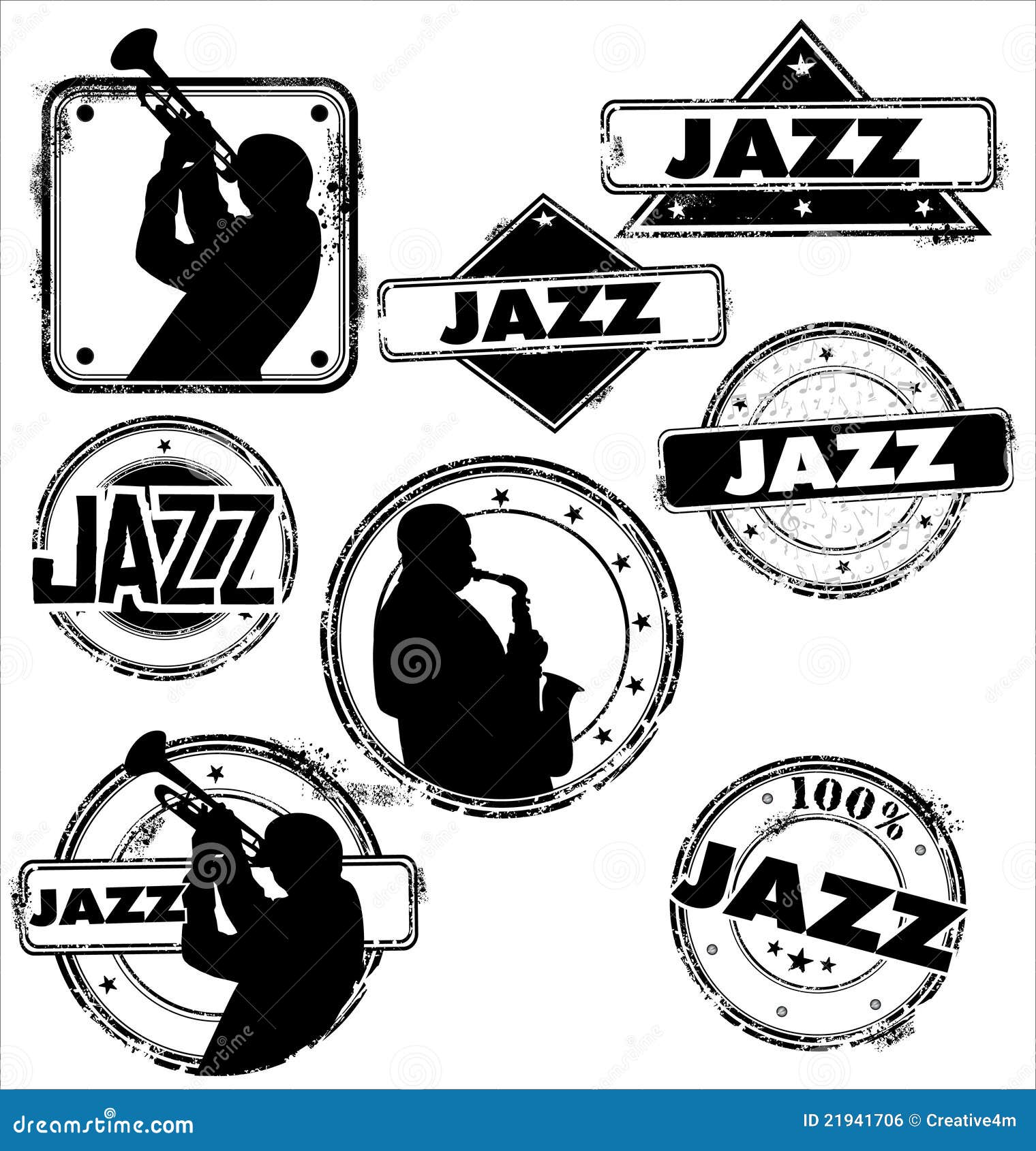 Grunge jazz music stamps stock illustration. Illustration of rubber ...