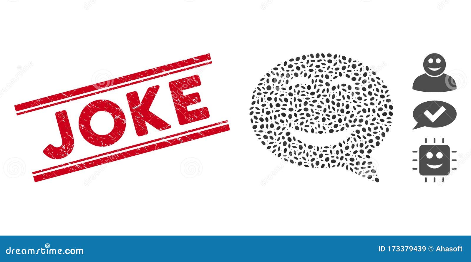 Grunge Joke Line Stamp and Mosaic Joy Smiley Message Icon Stock ...