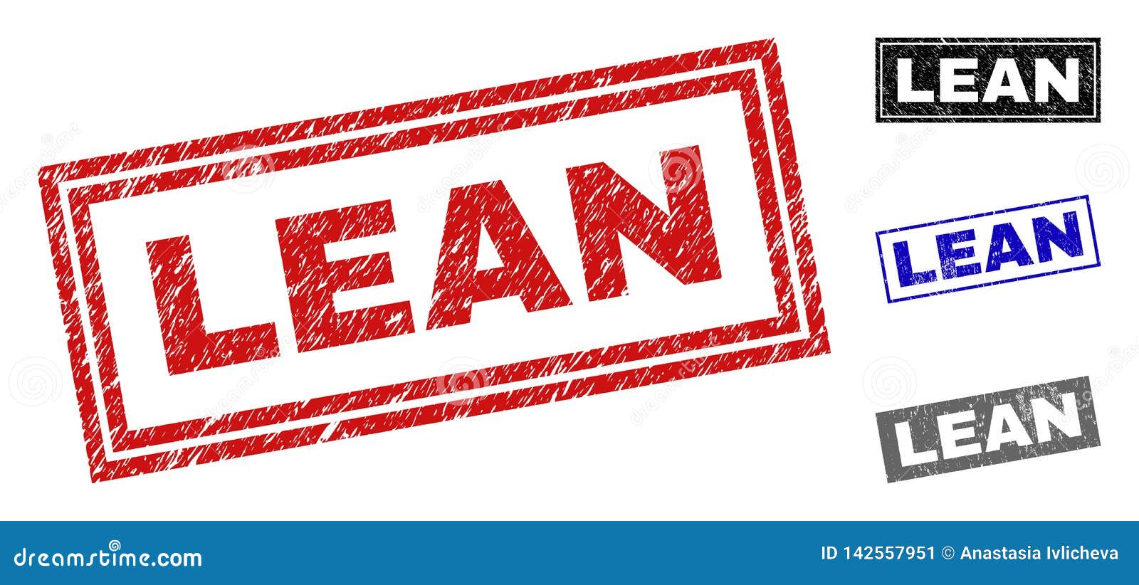 Grunge LEAN Textured Rectangle Stamps Stock Vector - Illustration of ...