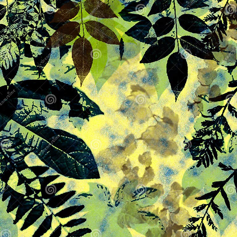 Grunge Leaves Silhouette stock illustration. Illustration of retro ...