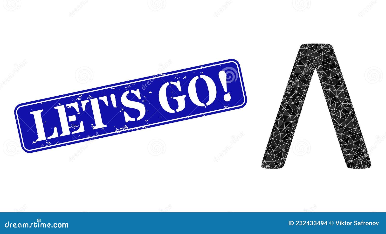 Grunge Let S Go! Stamp and Lambda Greek Symbol Lowpoly Icon Stock ...