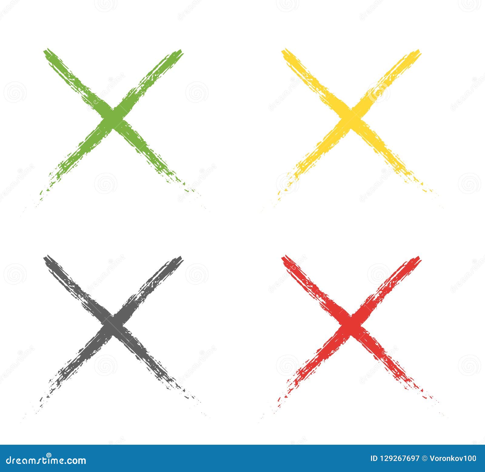 Grunge Letter X of Different Colors. Icon of Confirmation or Rejection ...