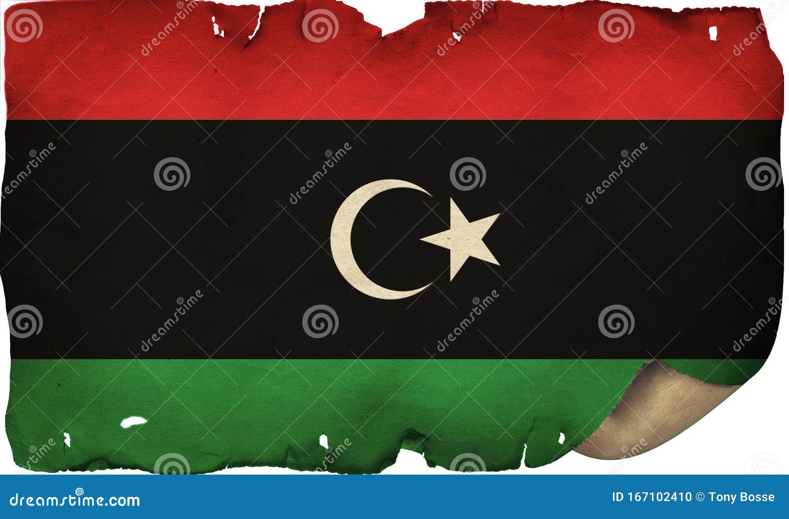 Libya Flag on Old Paper stock photo. Image of grunge - 167102410