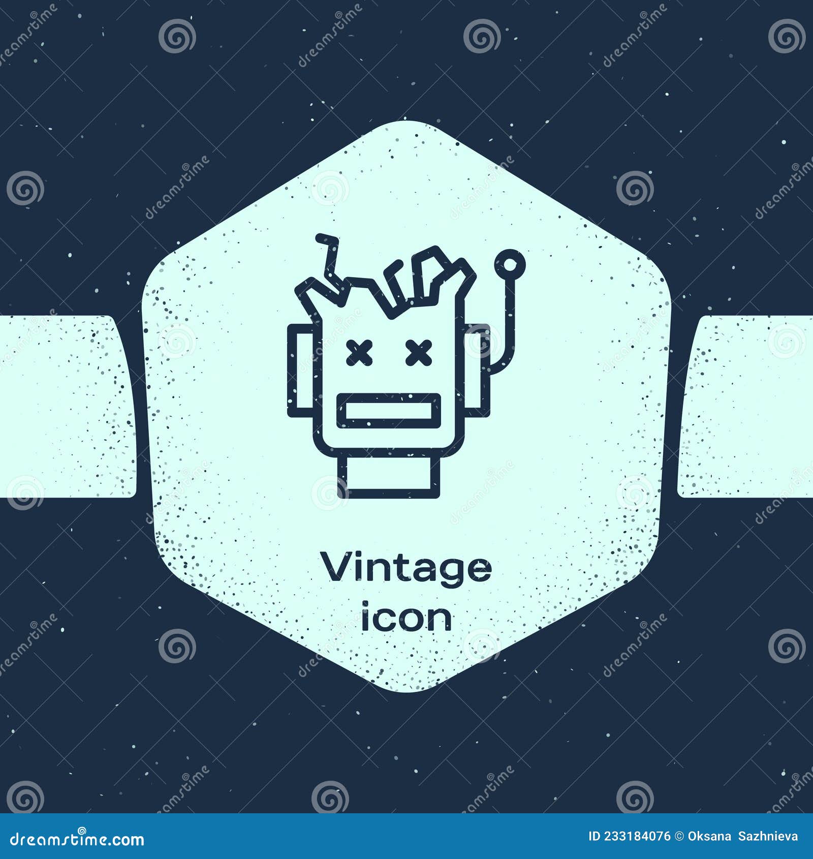Grunge Line Broken Robot Icon Isolated on Blue Background. Artificial ...
