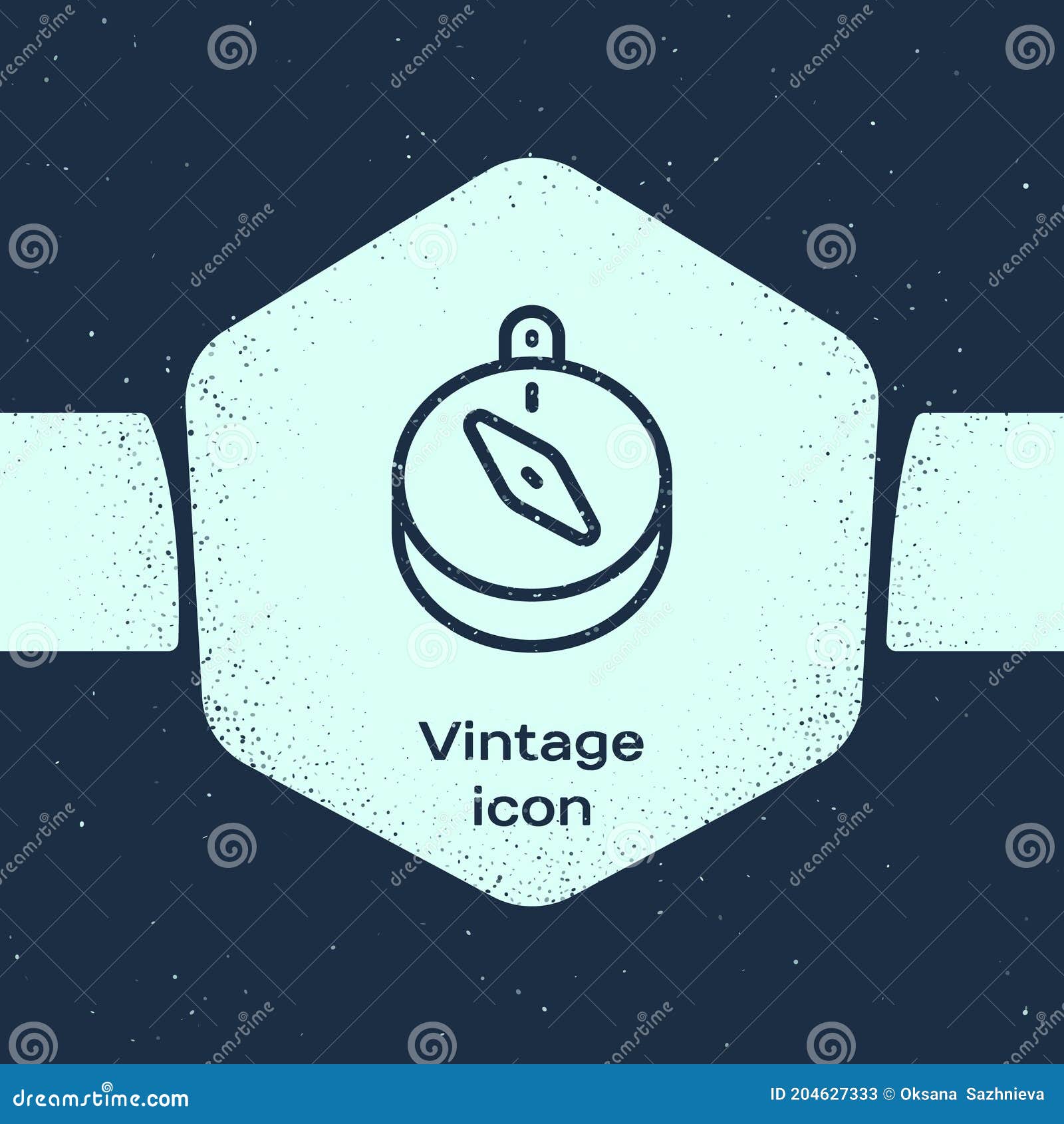 Grunge Line Compass Icon Isolated On Blue Background Windrose