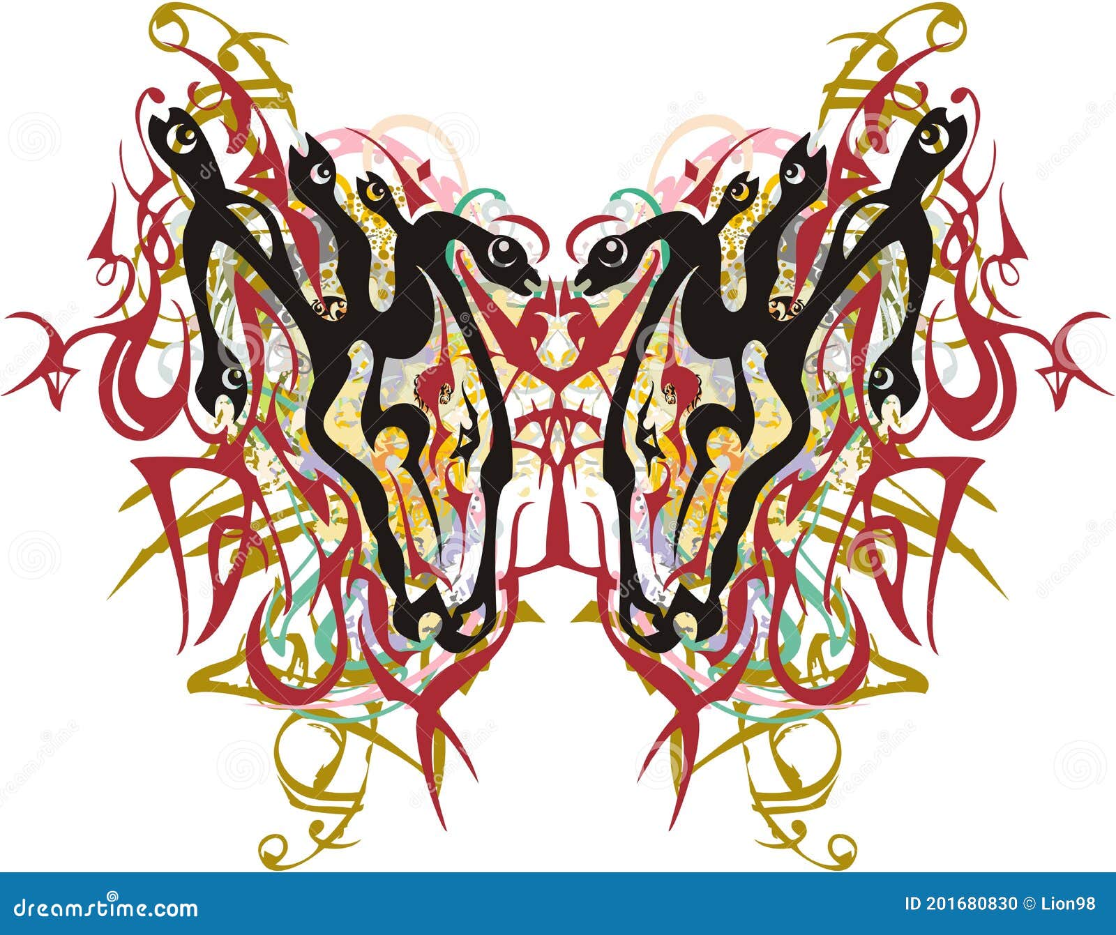 Grunge Linear Butterfly with Snakes Pattern Stock Vector - Illustration ...