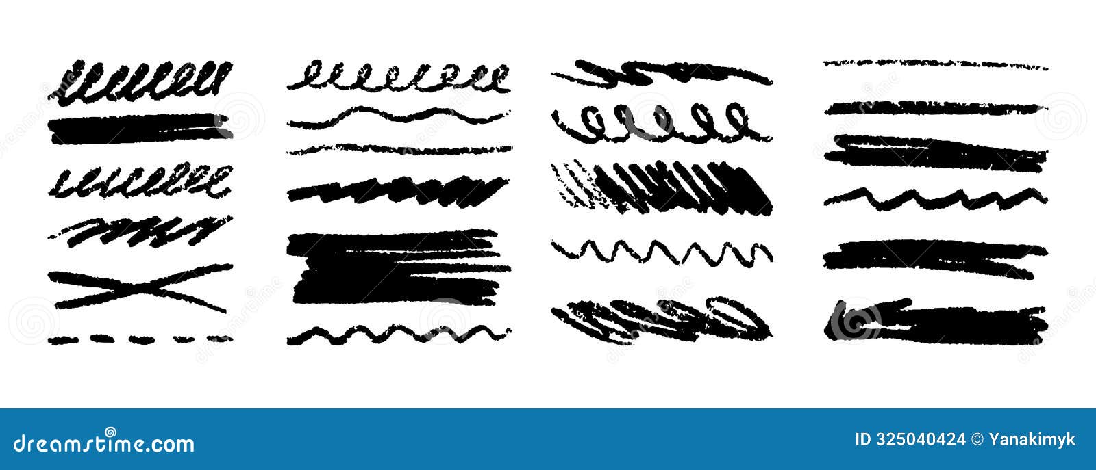 Grunge Lines, Hand Drawn Rough Strokes. Texture Charcoal or Pencil ...