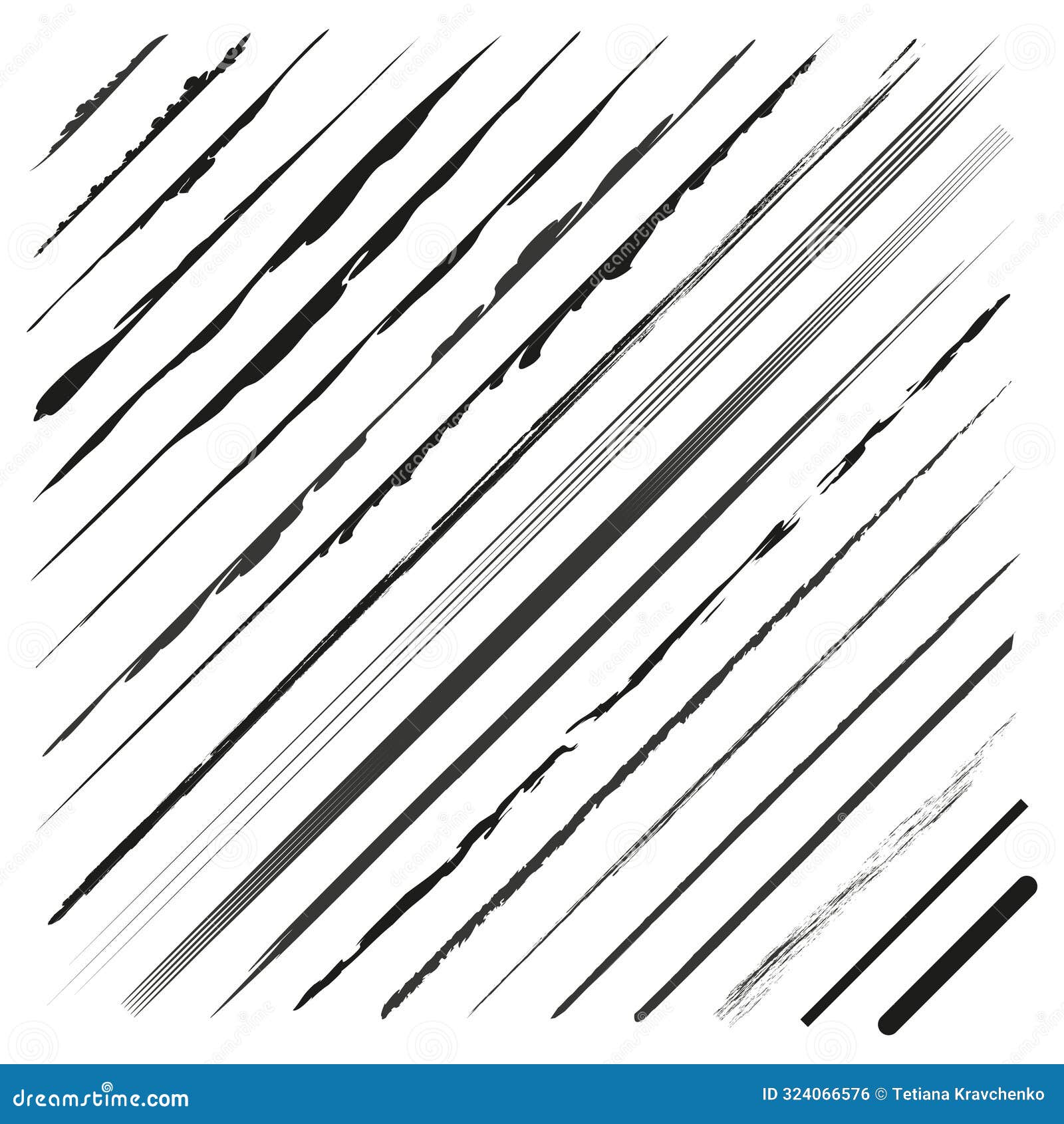 Grunge Lines Vector. Black Ink Strokes. Various Diagonal Patterns ...