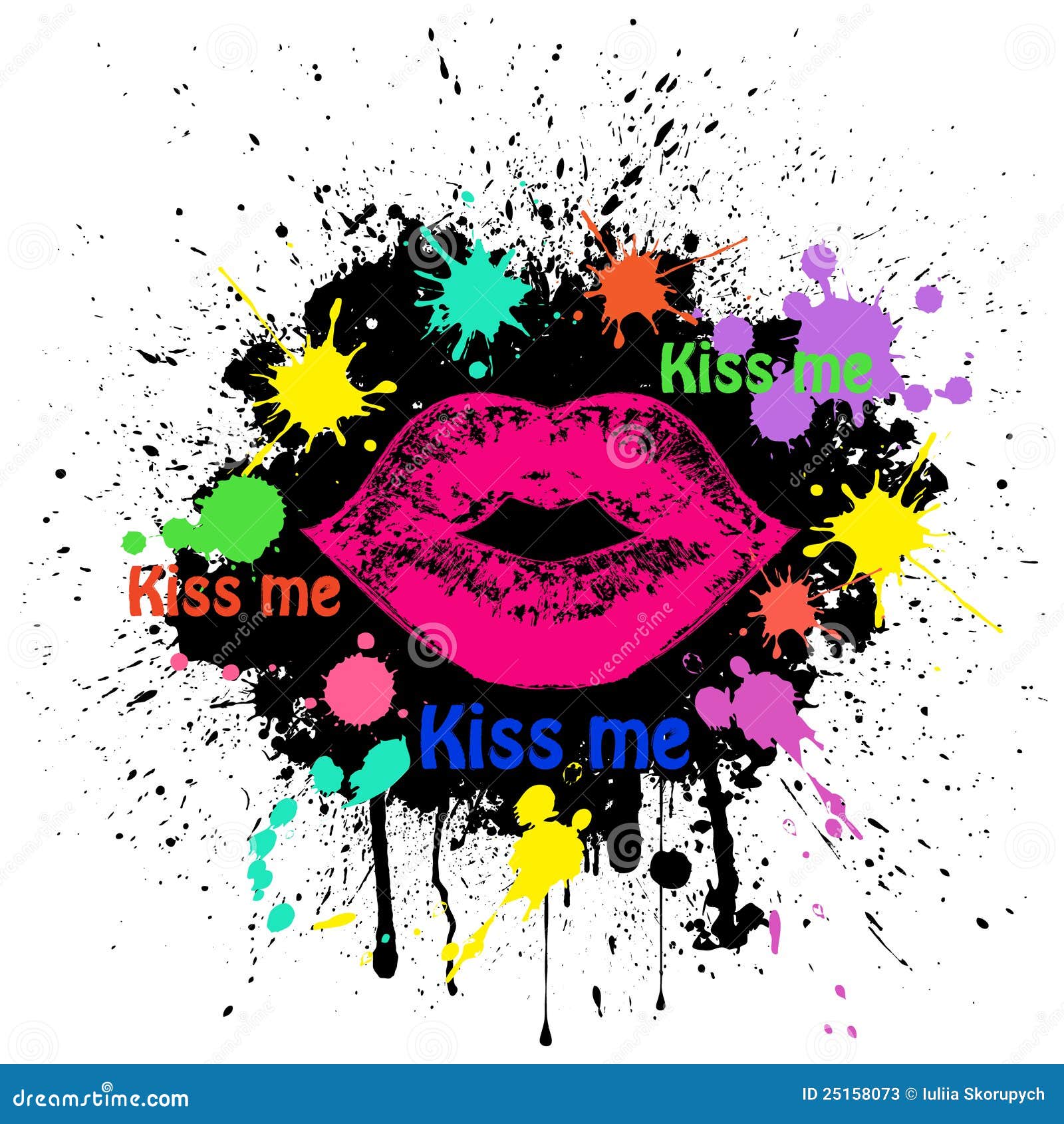 Grunge lips on black stock vector. Illustration of decor - 25158073