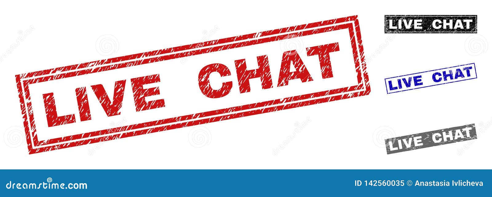 Grunge LIVE CHAT Scratched Rectangle Watermarks Stock Vector ...