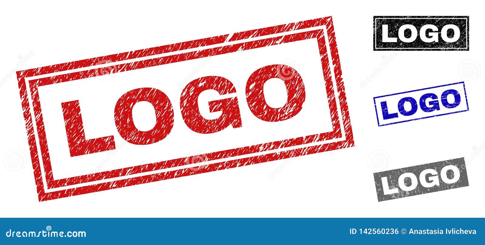 Grunge LOGO Textured Rectangle Stamp Seals Stock Vector - Illustration ...