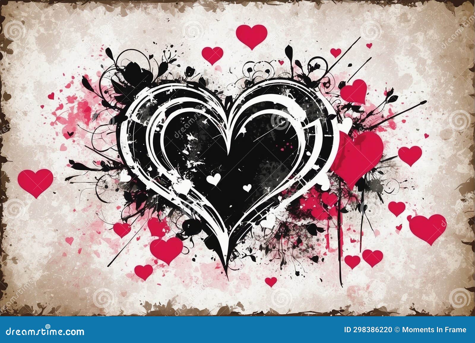 Grunge Love Background with Heart, Element for Design Stock ...