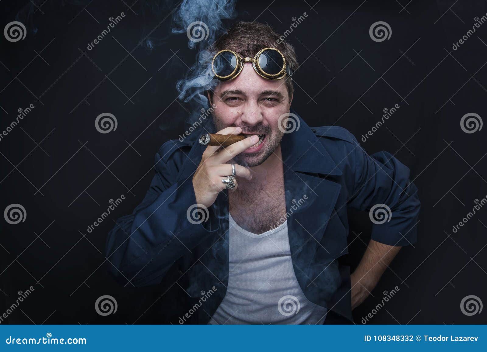 Steampunk Smoker with a Cuban Cigar Stock Photo - Image of cuban ...