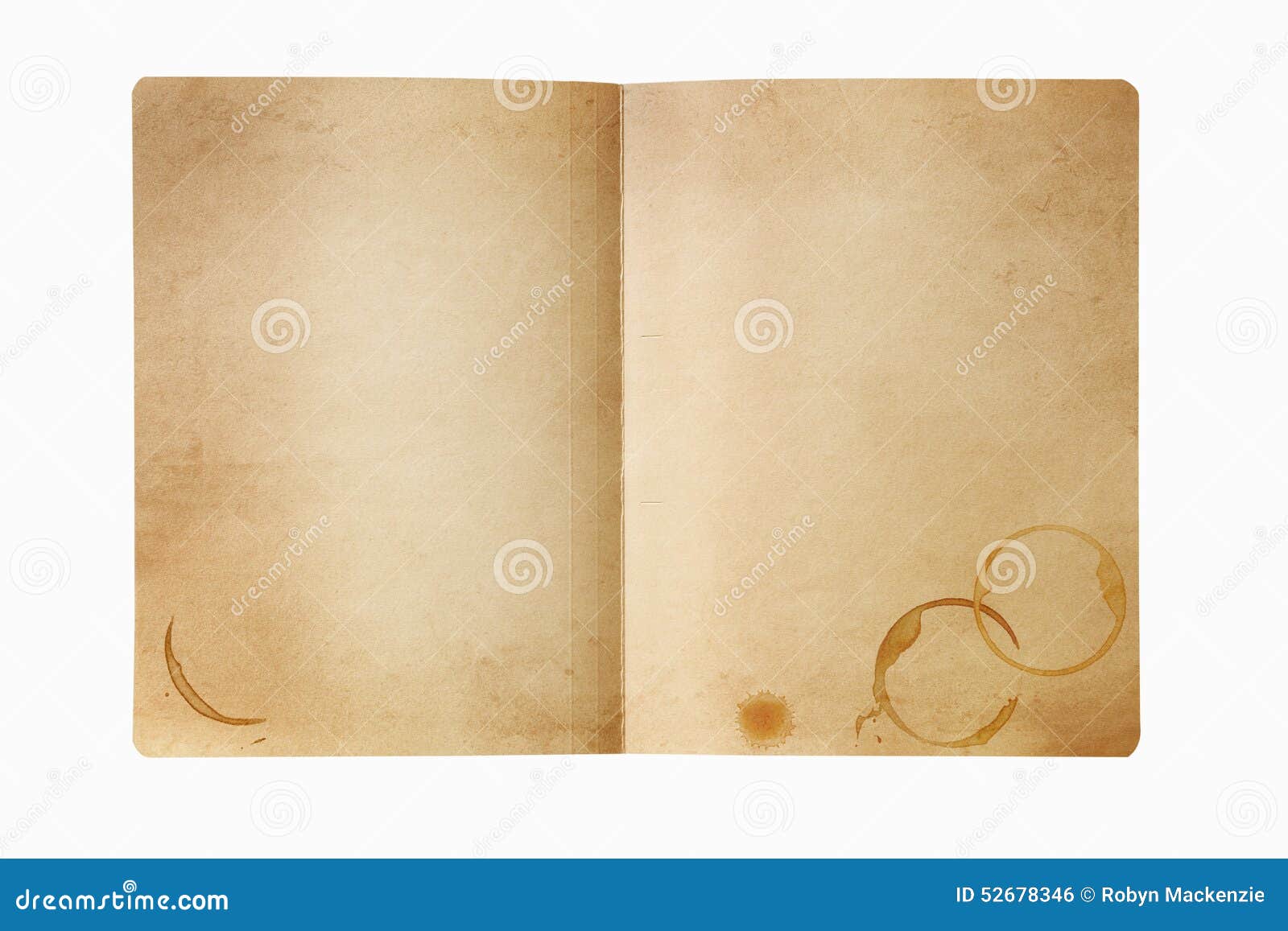 Grunge Manila Folder with Coffee Stains, Isolated on White. Stock Photo ...