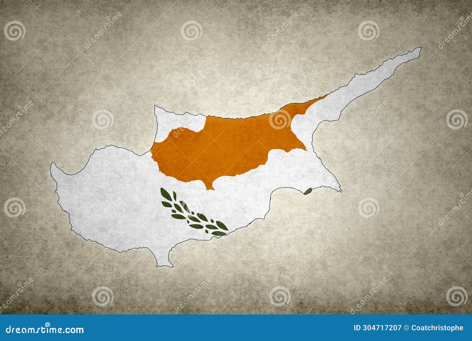 Map of Cyprus Printed on an Old Paper Stock Illustration - Illustration ...