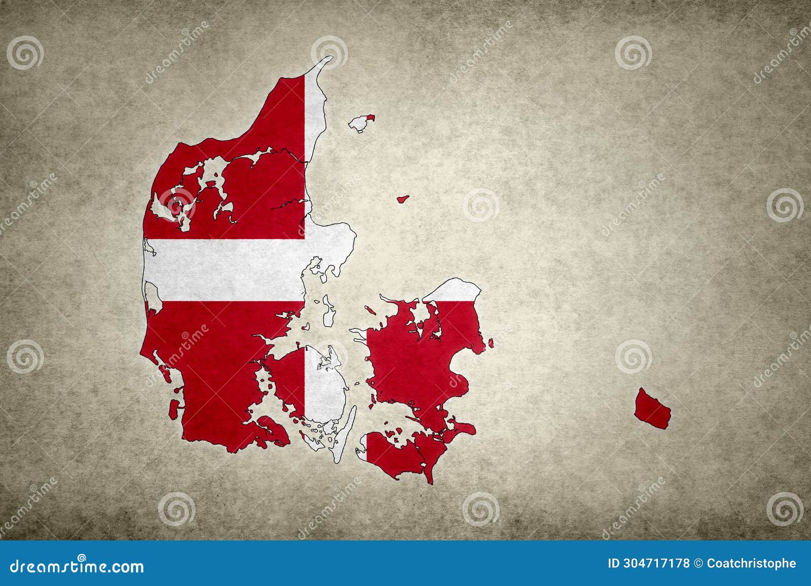 Map of Denmark Printed on an Old Paper Stock Illustration ...