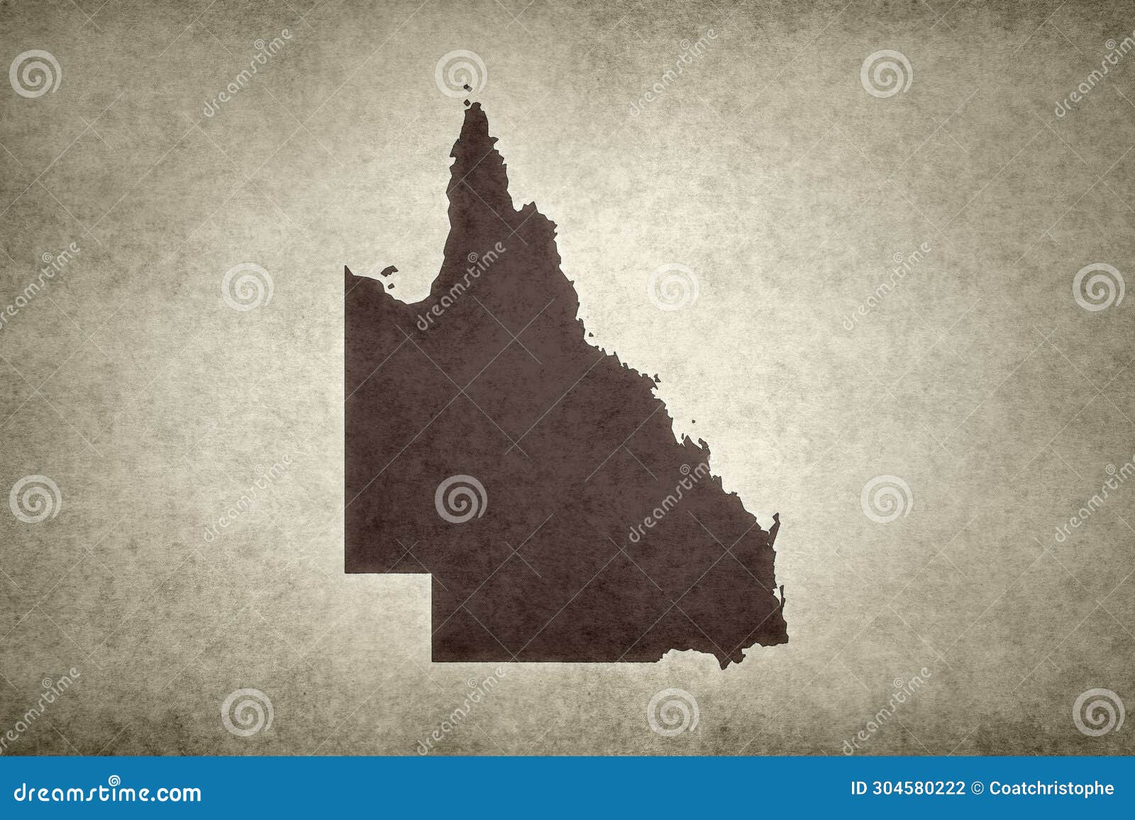 Map of Queensland (Australia) Printed on an Old Paper Stock ...