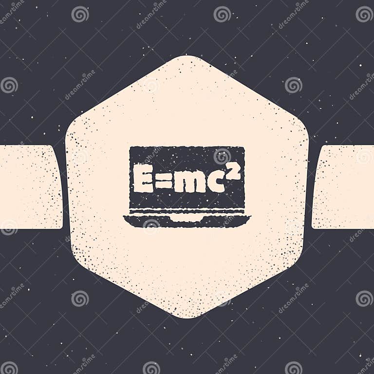 Grunge Math System of Equation Solution on Laptop Icon Isolated on Grey ...