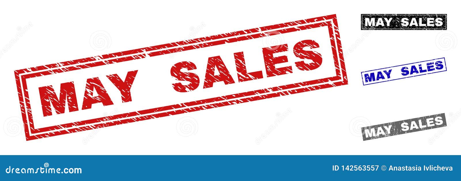 Grunge MAY SALES Textured Rectangle Stamp Seals Stock Vector ...
