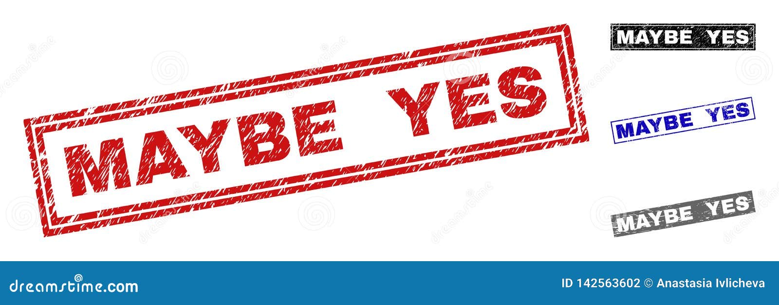 Grunge MAYBE YES Scratched Rectangle Stamp Seals Stock Vector ...