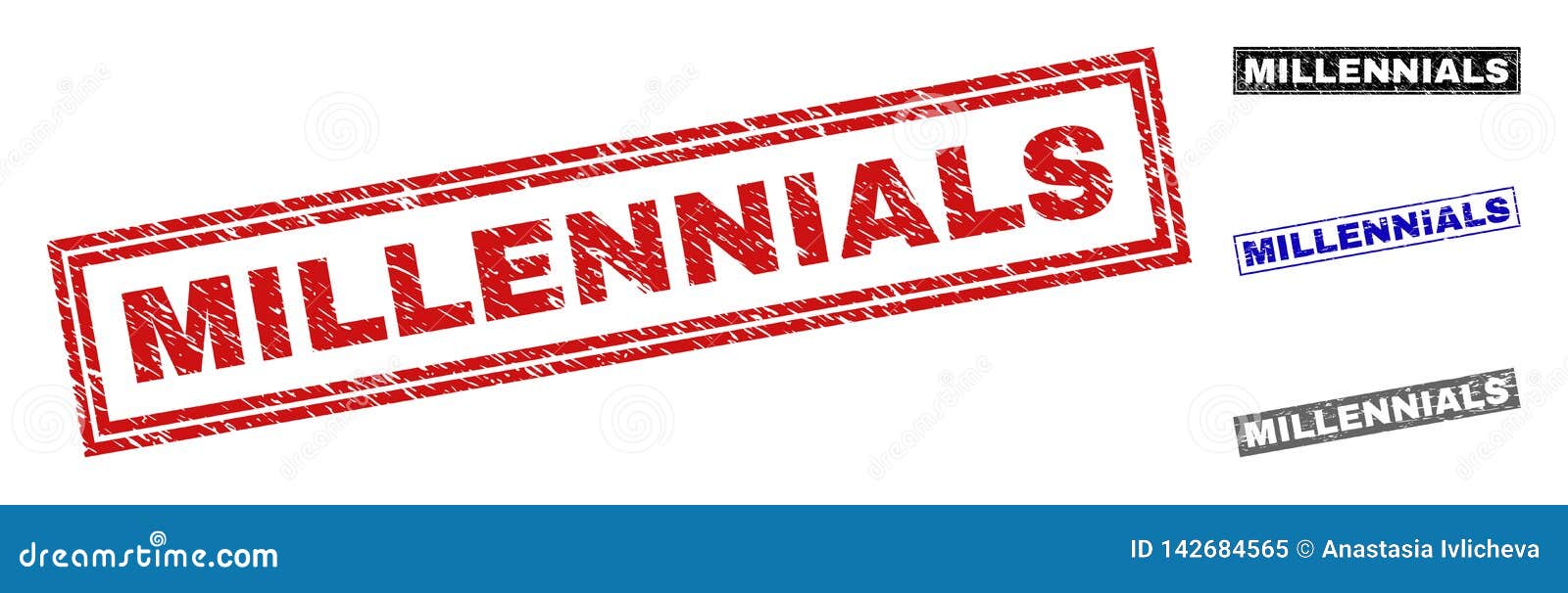 Grunge MILLENNIALS Textured Rectangle Watermarks Stock Vector ...