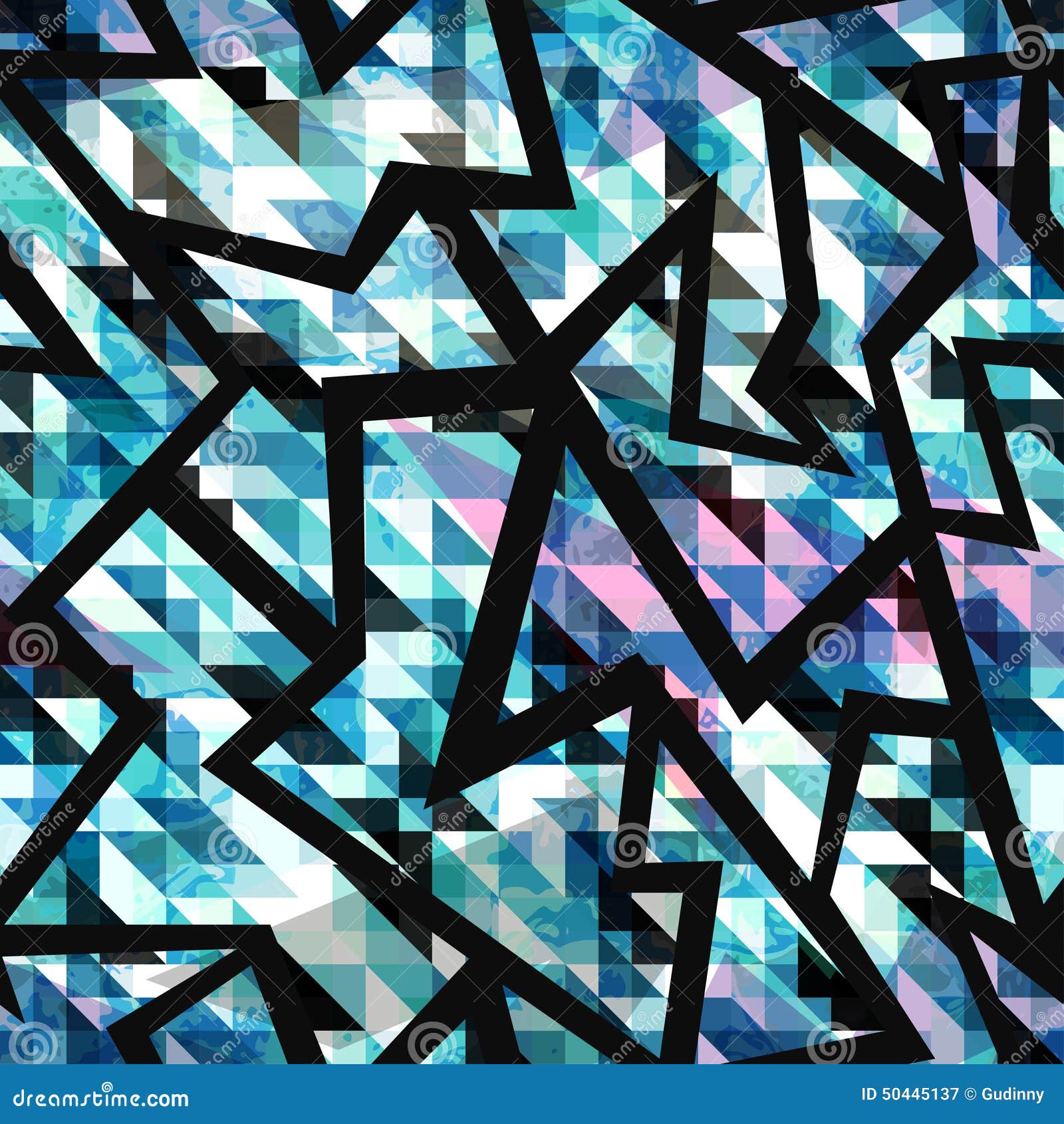 Grunge Mosaic Geometric Seamless Pattern Stock Vector - Illustration of ...