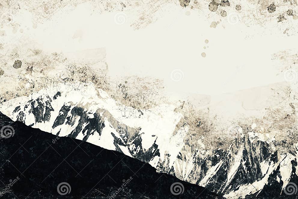 Grunge Mountain Range Image Stock Illustration - Illustration of snow ...