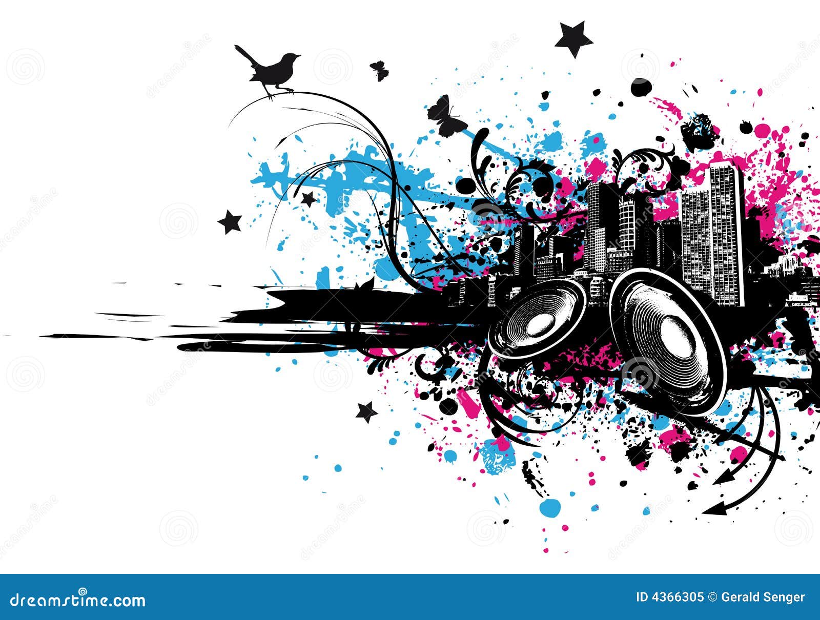 Grunge Music City stock vector. Illustration of funky - 4366305