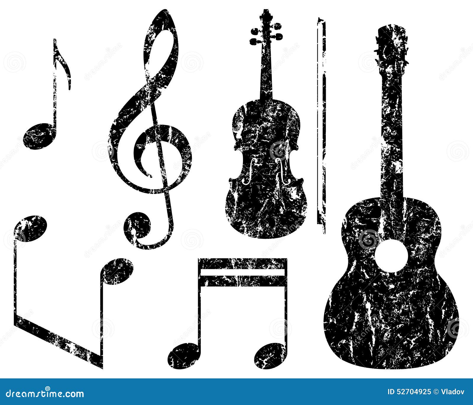 Grunge Music Elements, Vector Illustration Stock Vector - Illustration ...