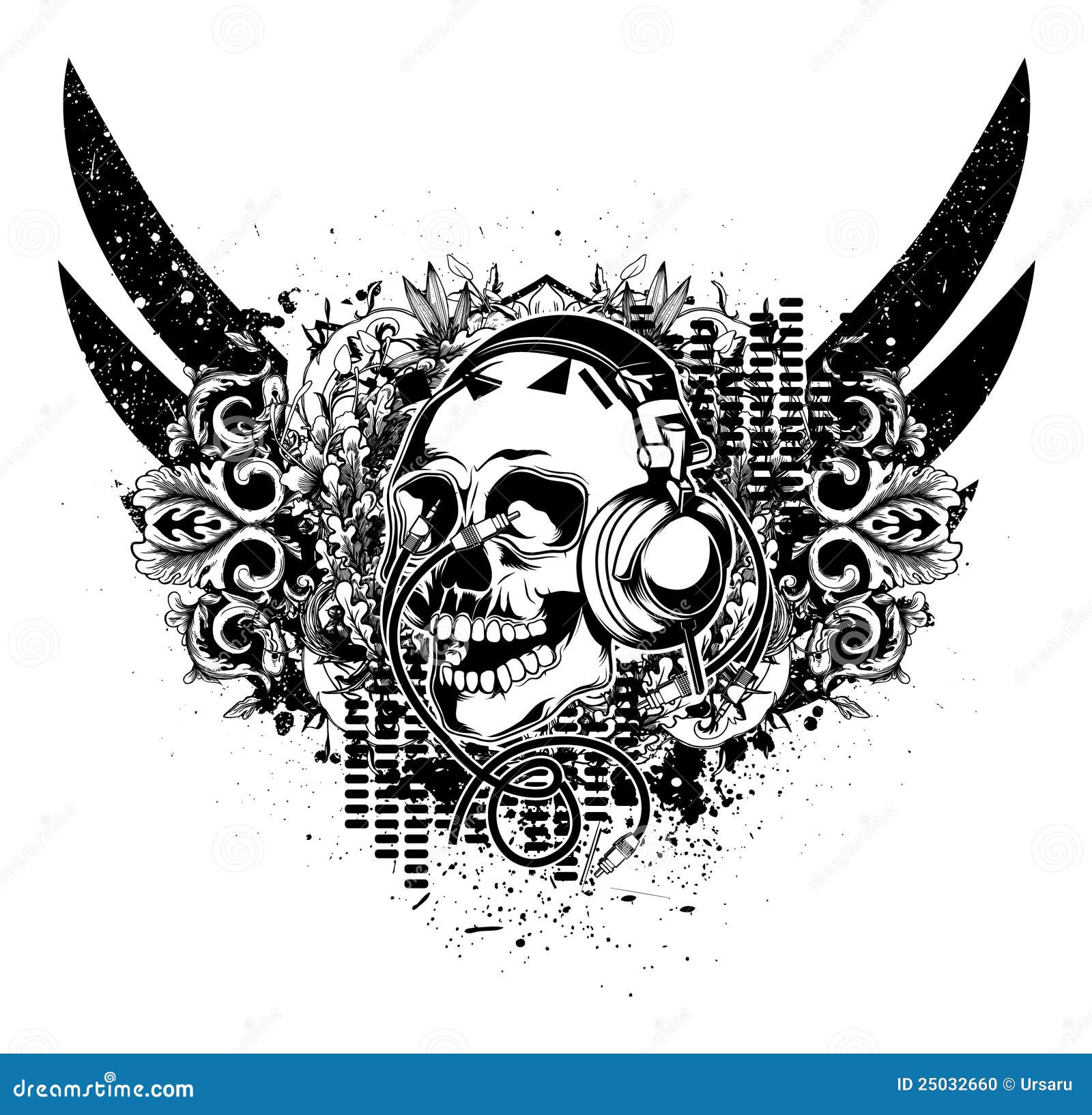 Grunge music emblem stock illustration. Illustration of design - 25032660
