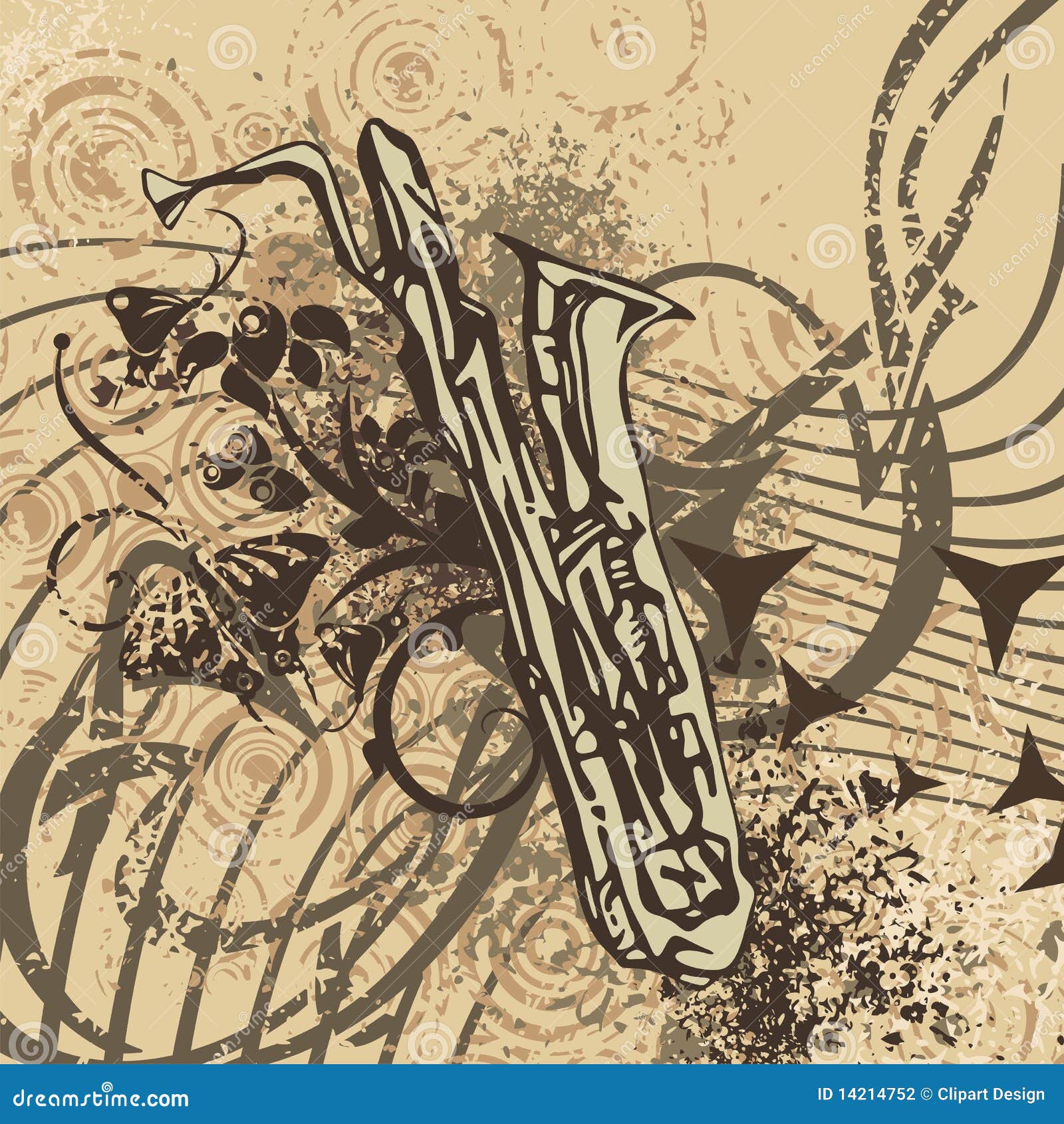 Grunge Music Instrument Background Stock Illustration - Illustration of ...