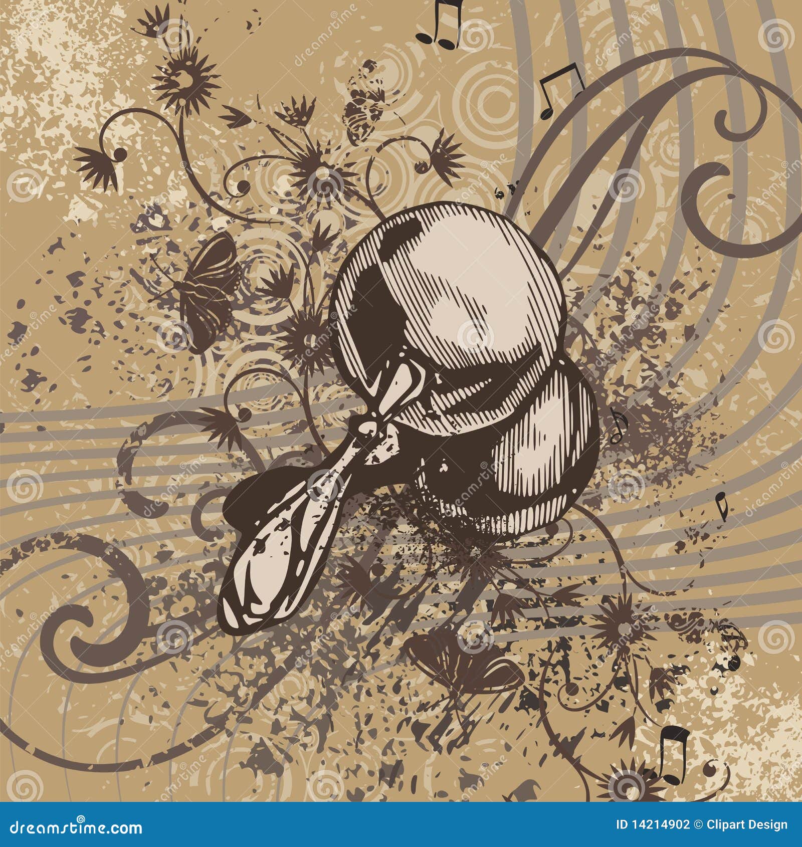 Grunge Music Instrument Background Stock Illustration - Illustration of ...