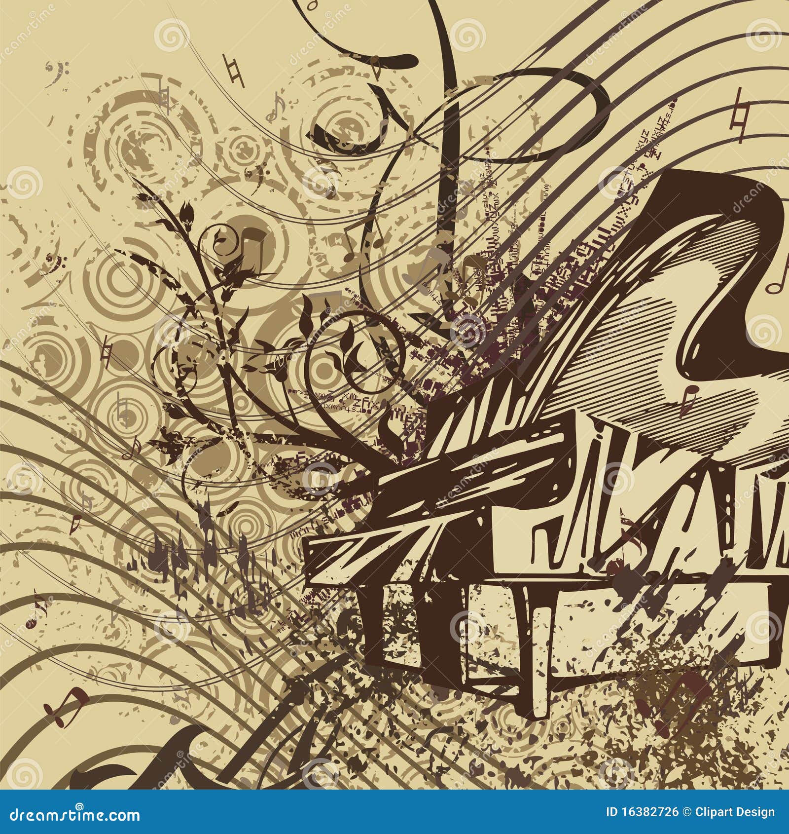 Grunge Music Instrument Background Stock Illustration - Illustration of ...