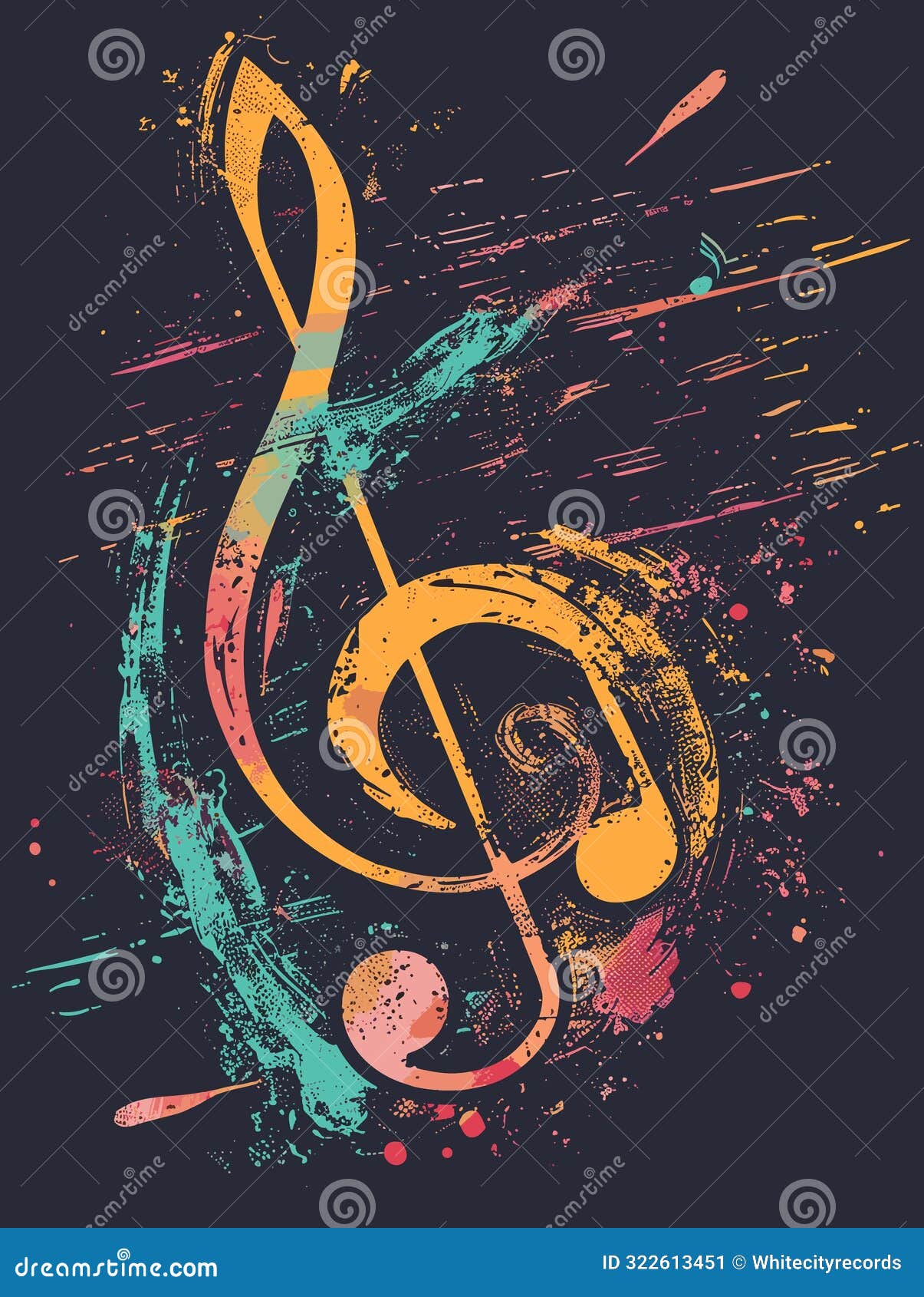 Grunge Music Note with Grunge Background. Vector Illustration Stock ...
