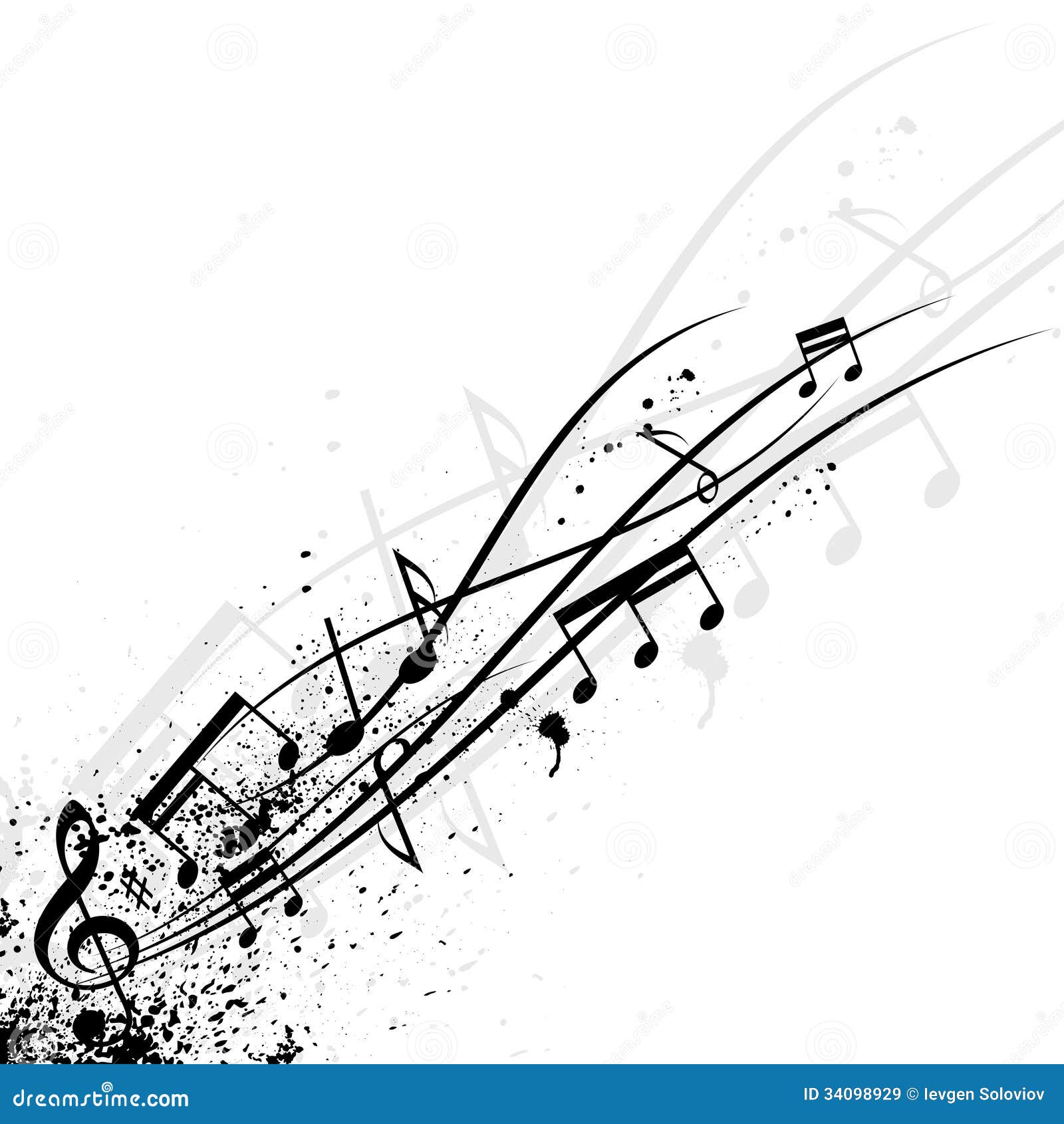 Grunge music notes stock vector. Illustration of painting - 34098929