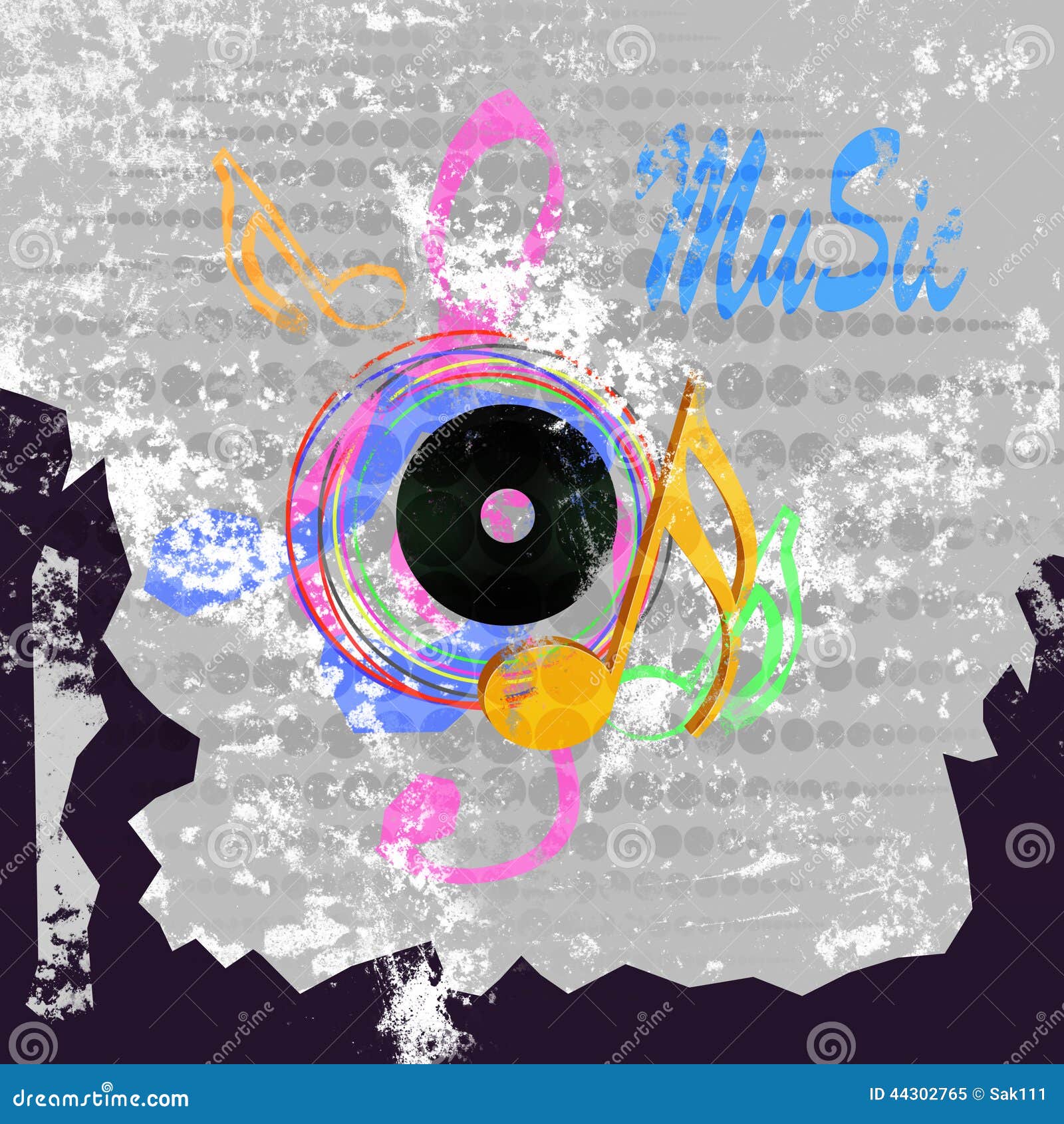 Grunge Music Notes Design for Music Background Stock Illustration ...