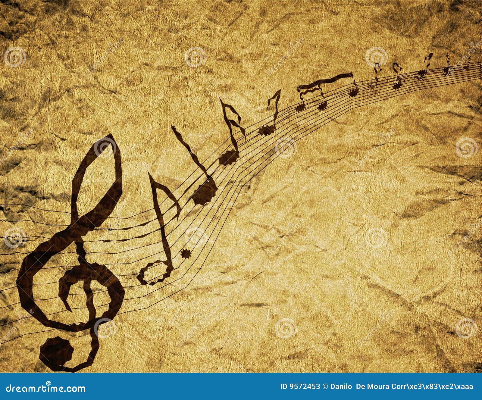 Grunge Music Sheet Smashed Paper Stock Illustration - Illustration of ...