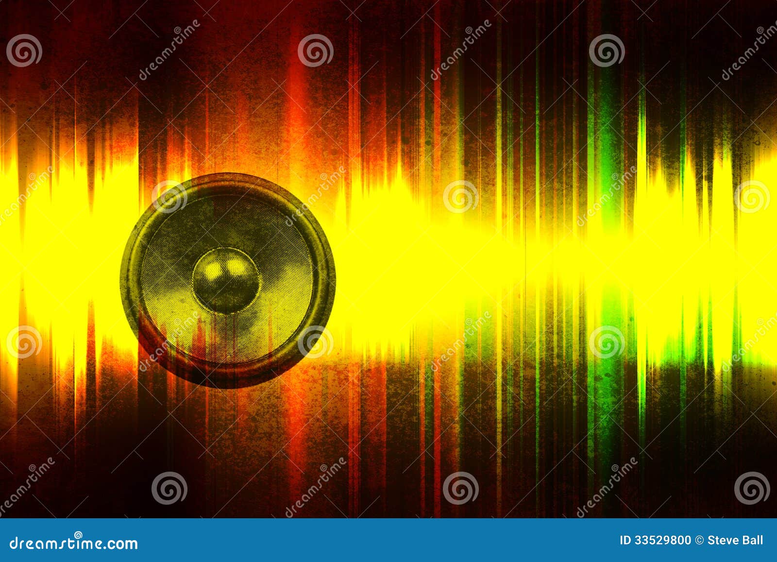 Grunge Music Speaker with Sound Waves Stock Illustration - Illustration ...