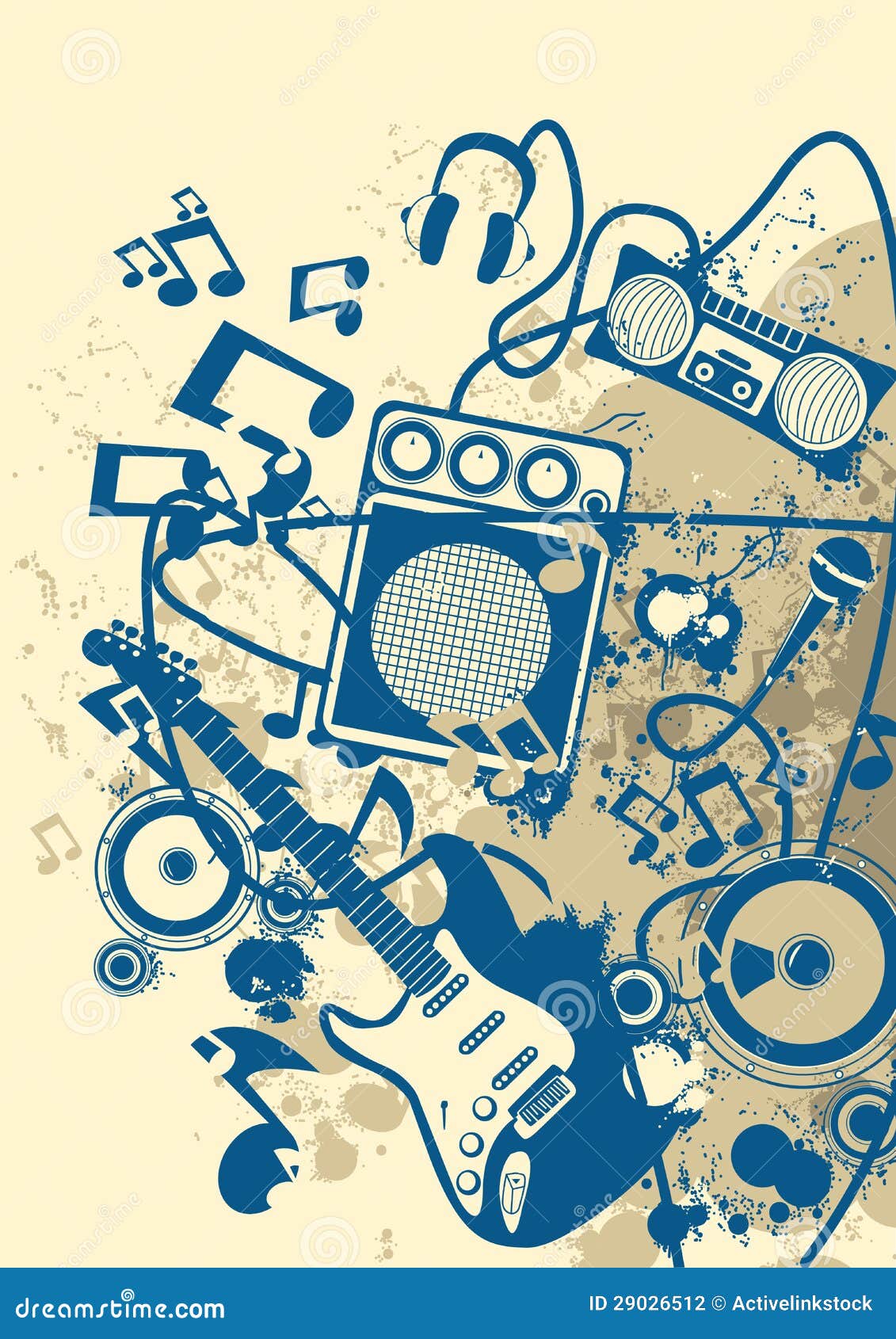 Grunge Musical Background stock vector. Illustration of color - 29026512