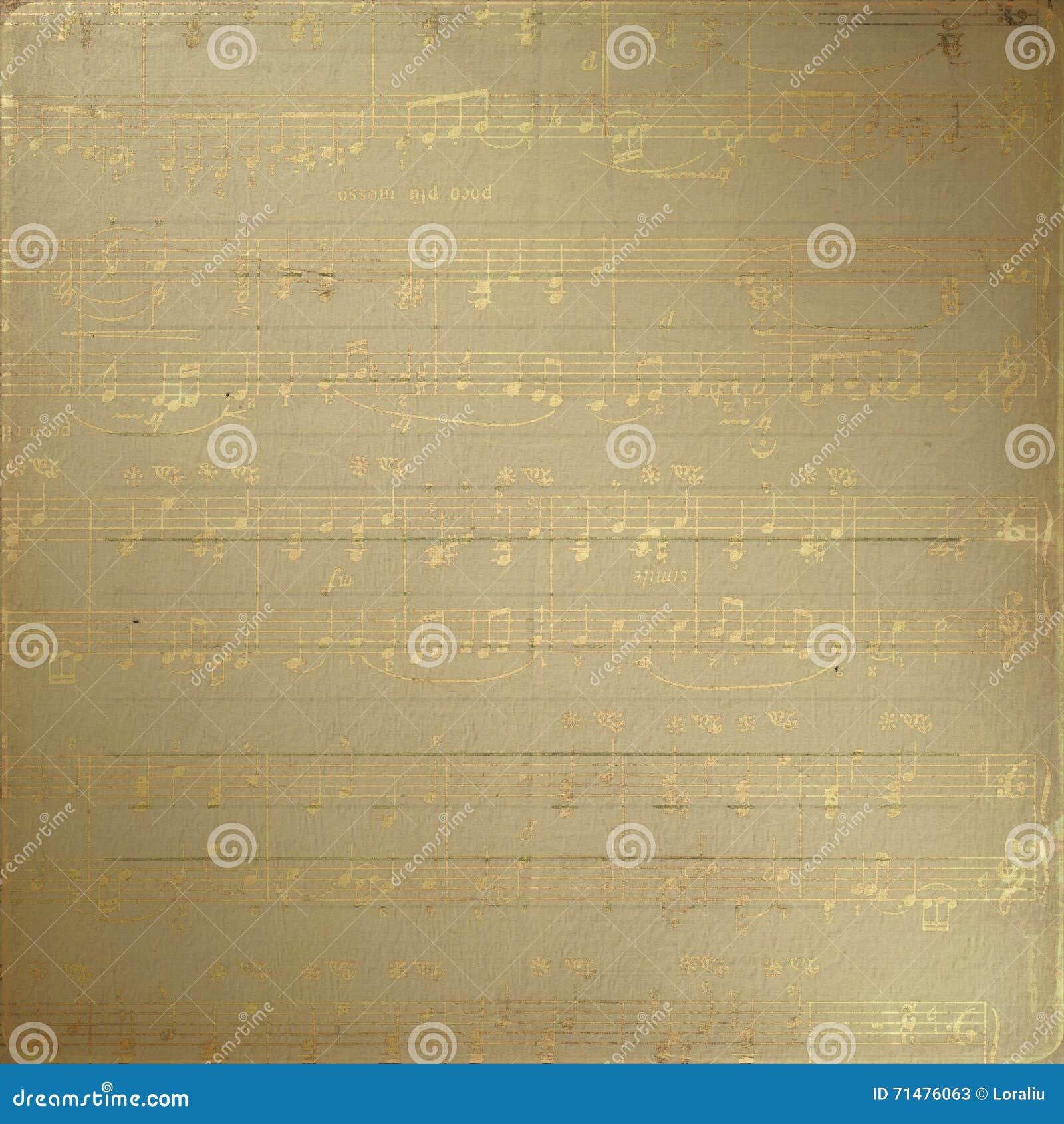 Grunge Musical Background with Gold Notes Stock Image - Image of ...