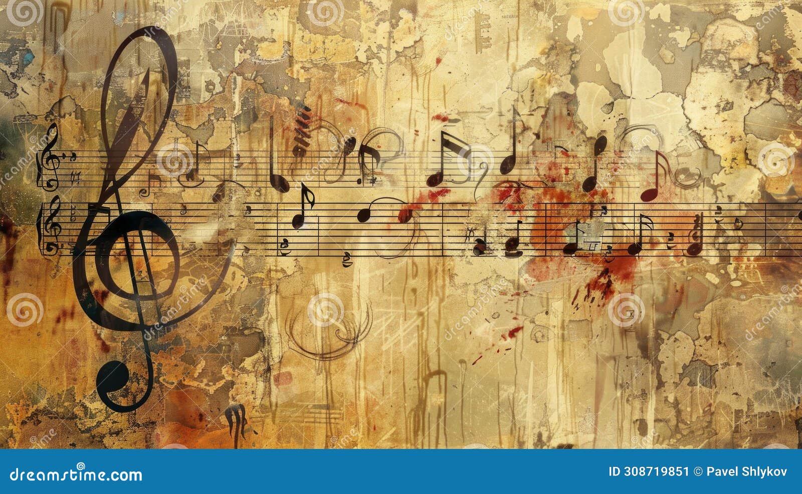 Grunge Musical Notes Abstract Background Stock Image - Image of color ...
