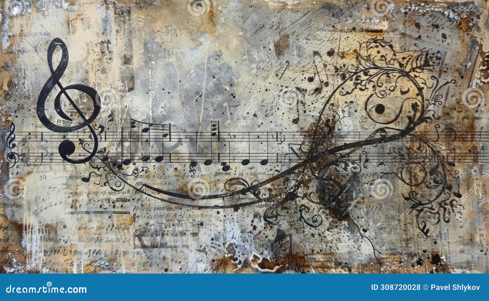 Grunge Musical Notes Abstract Background Stock Photo - Image of ...