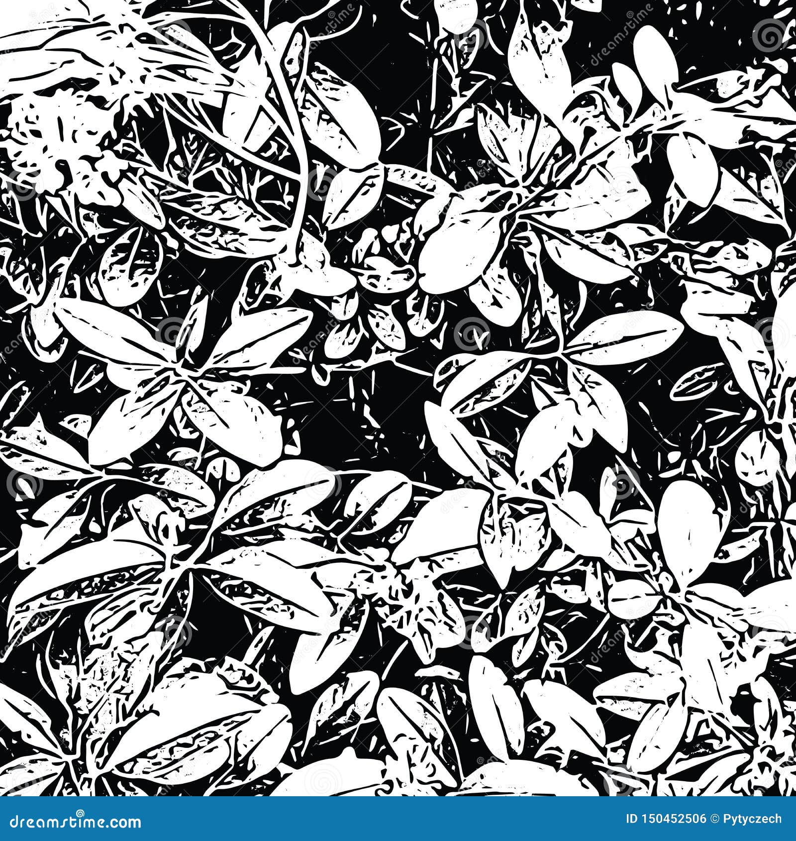 Grunge Natural Floral Pattern of Bush Leafs. Abstract Vector Texture ...