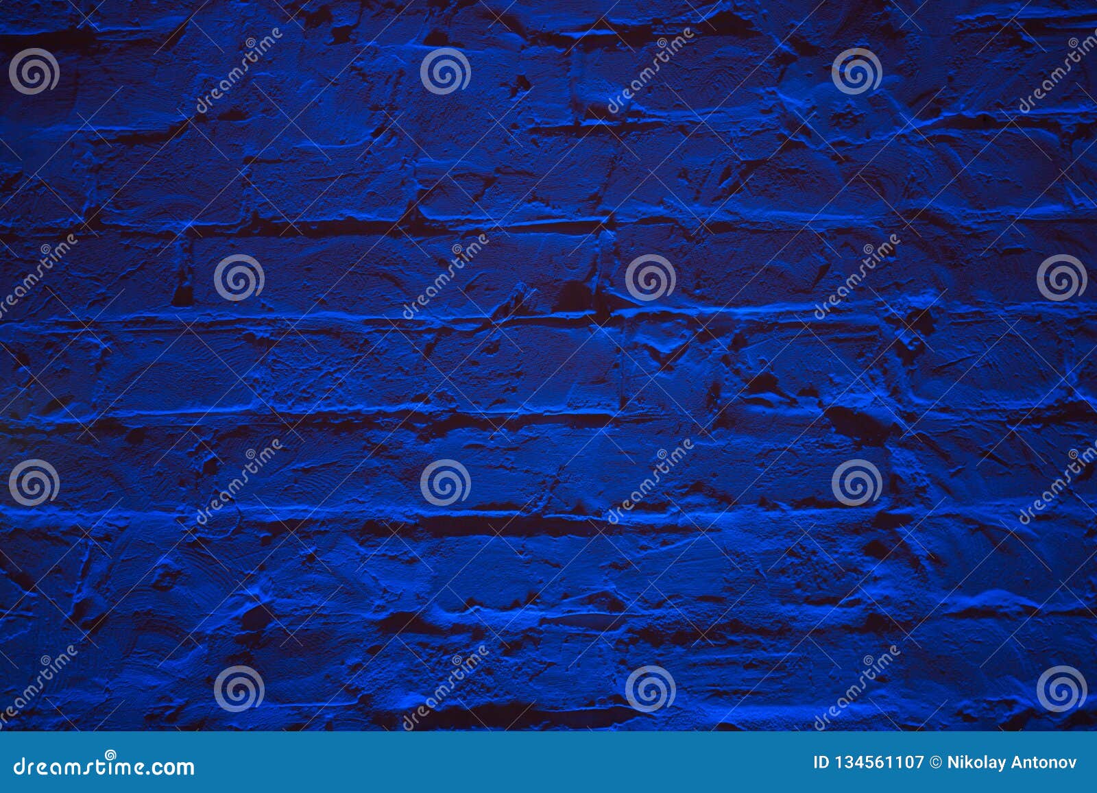 Grunge Neon Blue Brick Wall Texture Background. Magenta Colored Brick ...