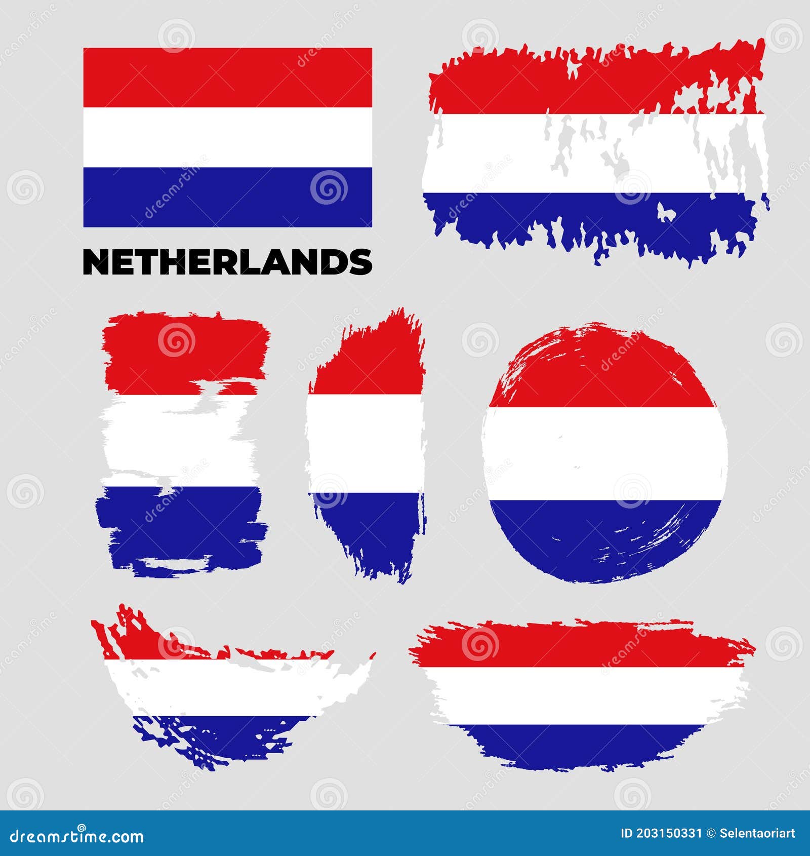 Grunge Netherlands Flags Set. Vector Stock Illustration Stock Vector ...