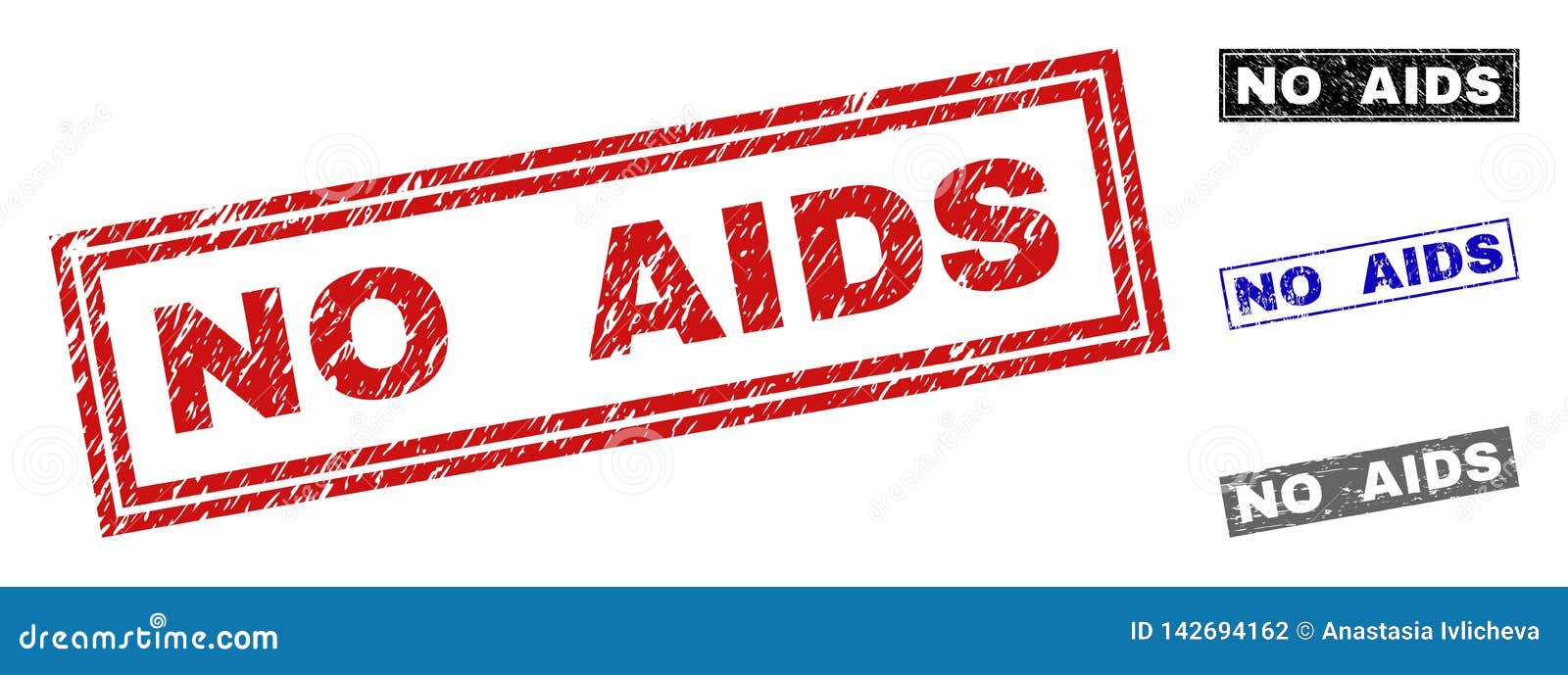 Grunge NO AIDS Scratched Rectangle Stamps Stock Vector - Illustration ...