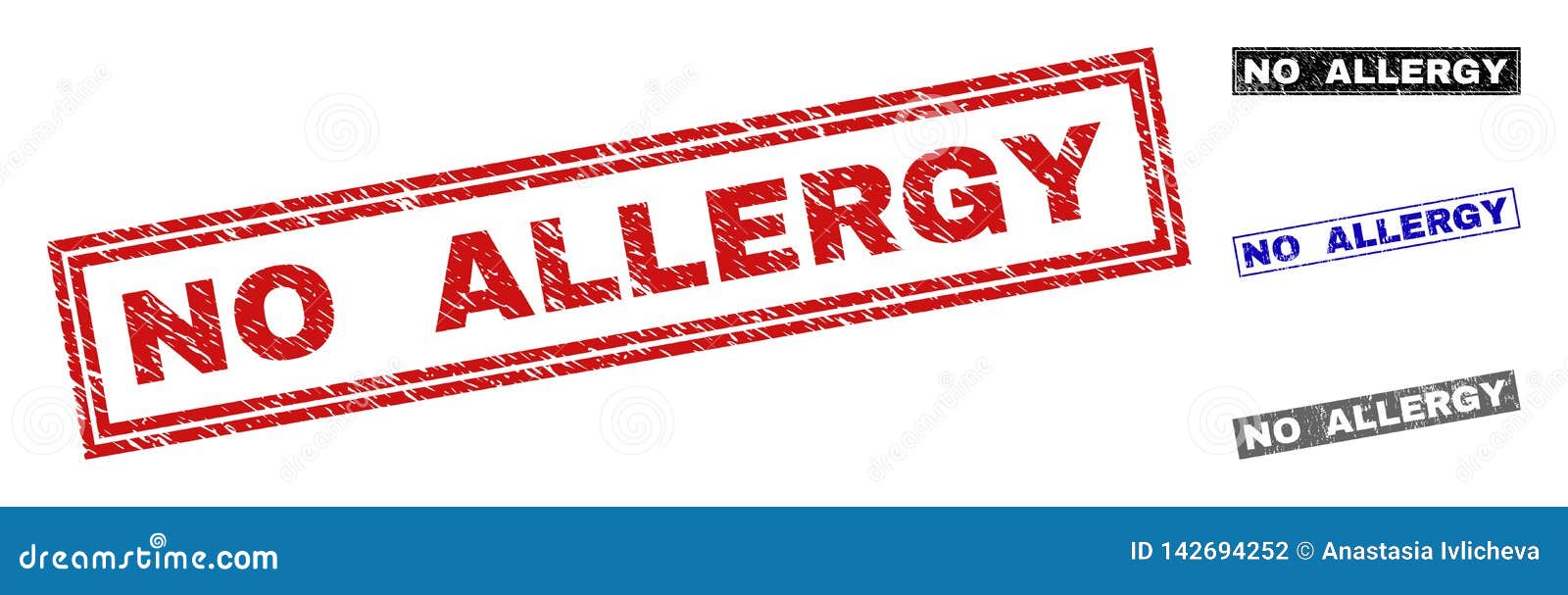 Grunge NO ALLERGY Textured Rectangle Stamps Stock Vector - Illustration ...
