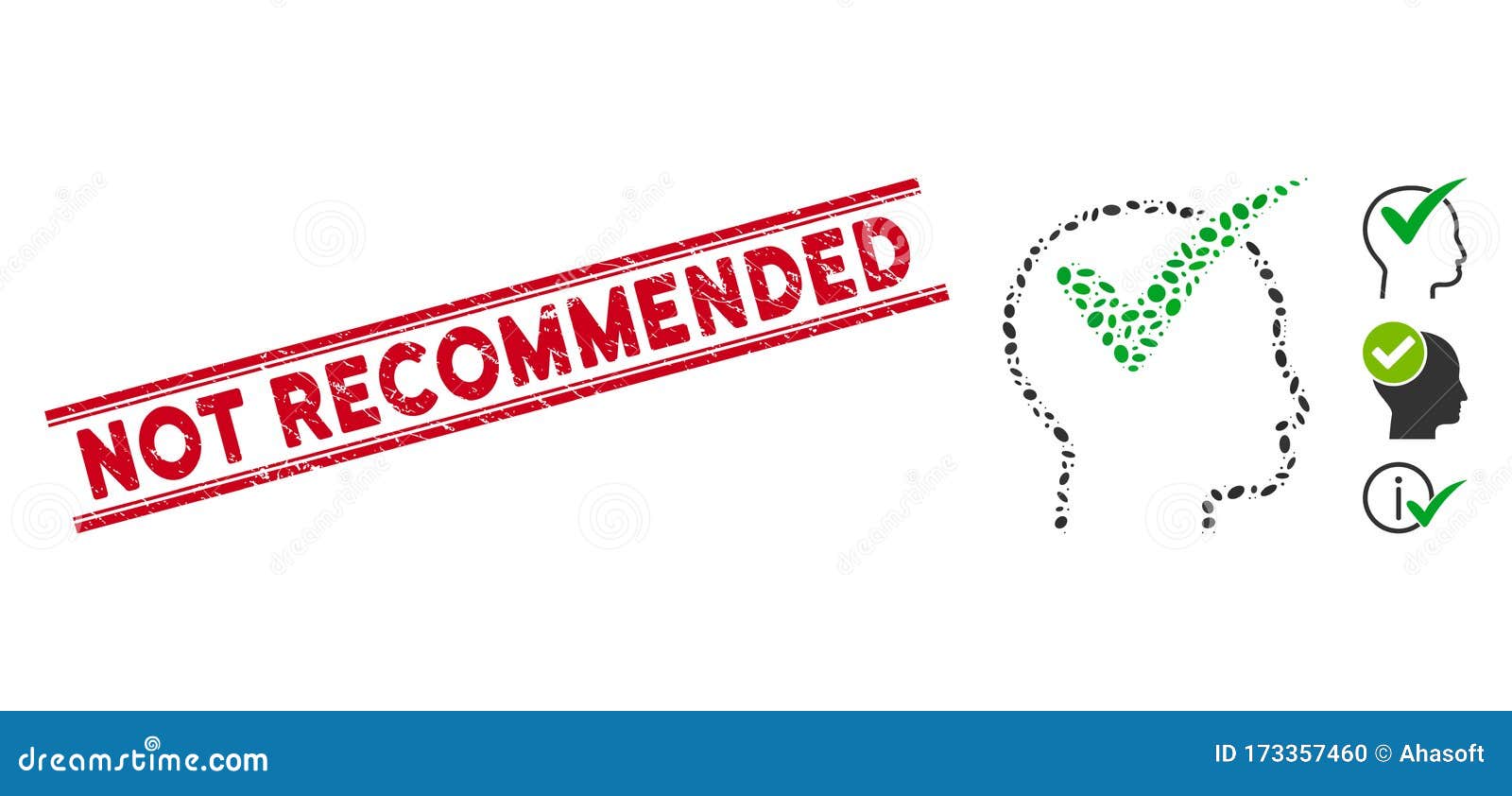 Grunge Not Recommended Line Stamp with Mosaic Recommended Icon Stock ...