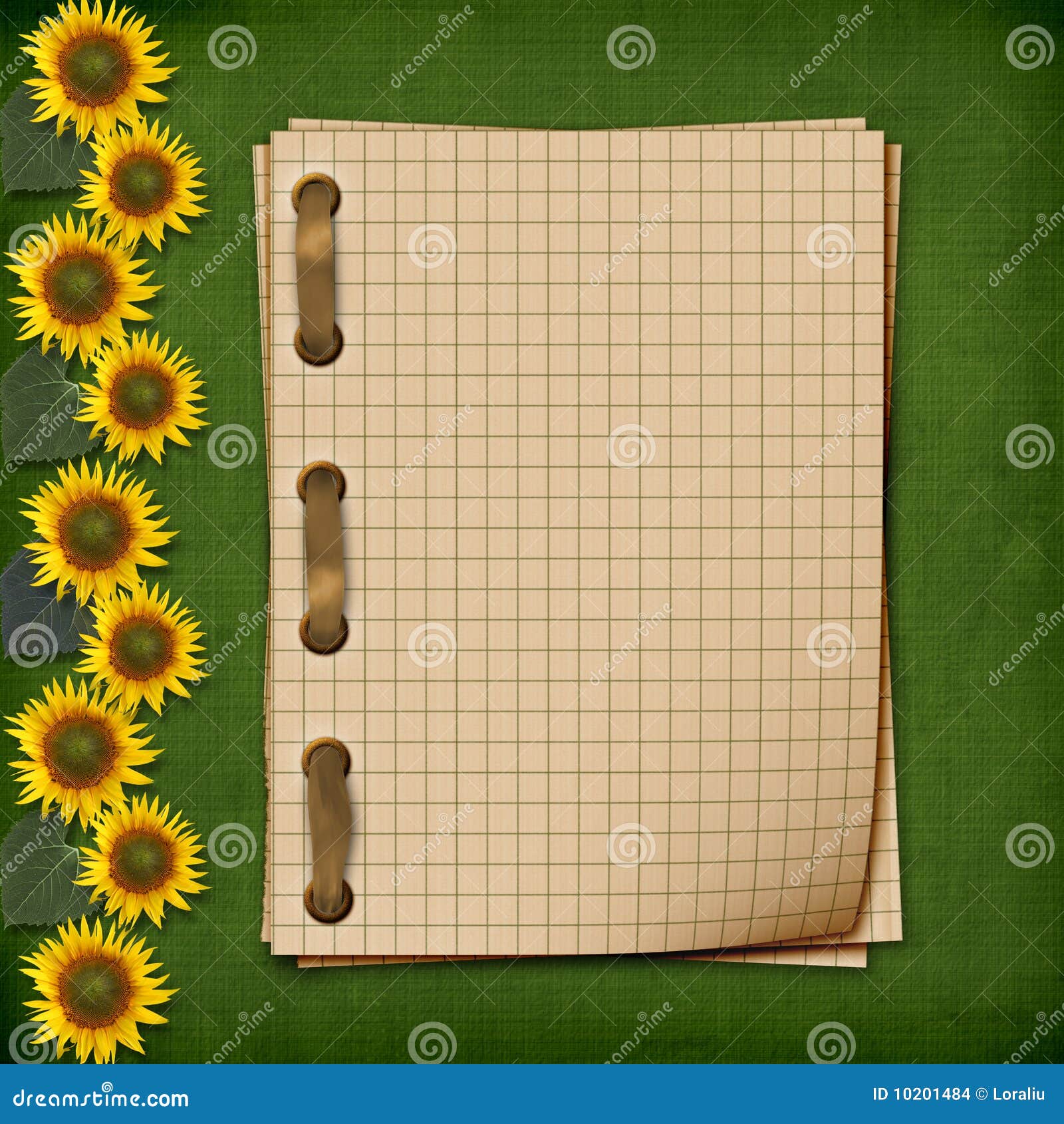 Grunge Notebook with Sunflowers Stock Photo - Image of flower, ornate ...