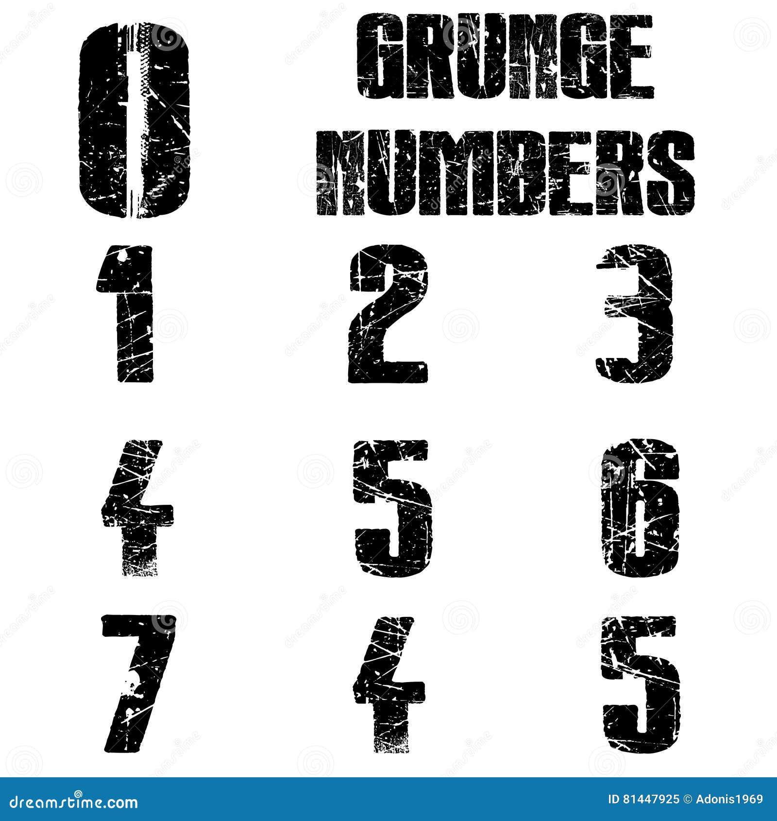 Grunge Numbers. Vector Isolated Brush Illustration | CartoonDealer.com ...